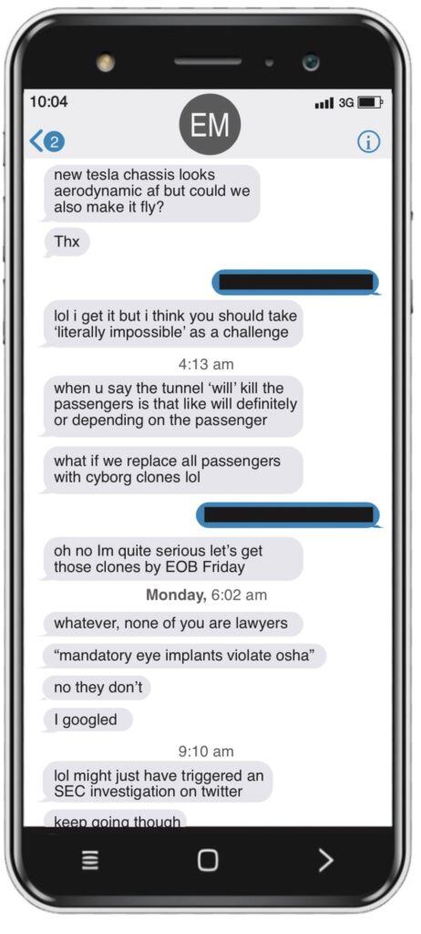 Texts From Elon Musk to His Engineering Team